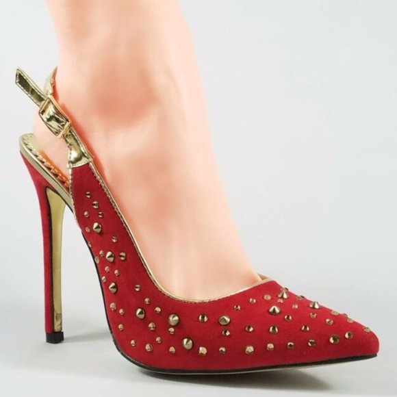 Alba | Shoes | Red Gold Slingback High Heels | Poshmark